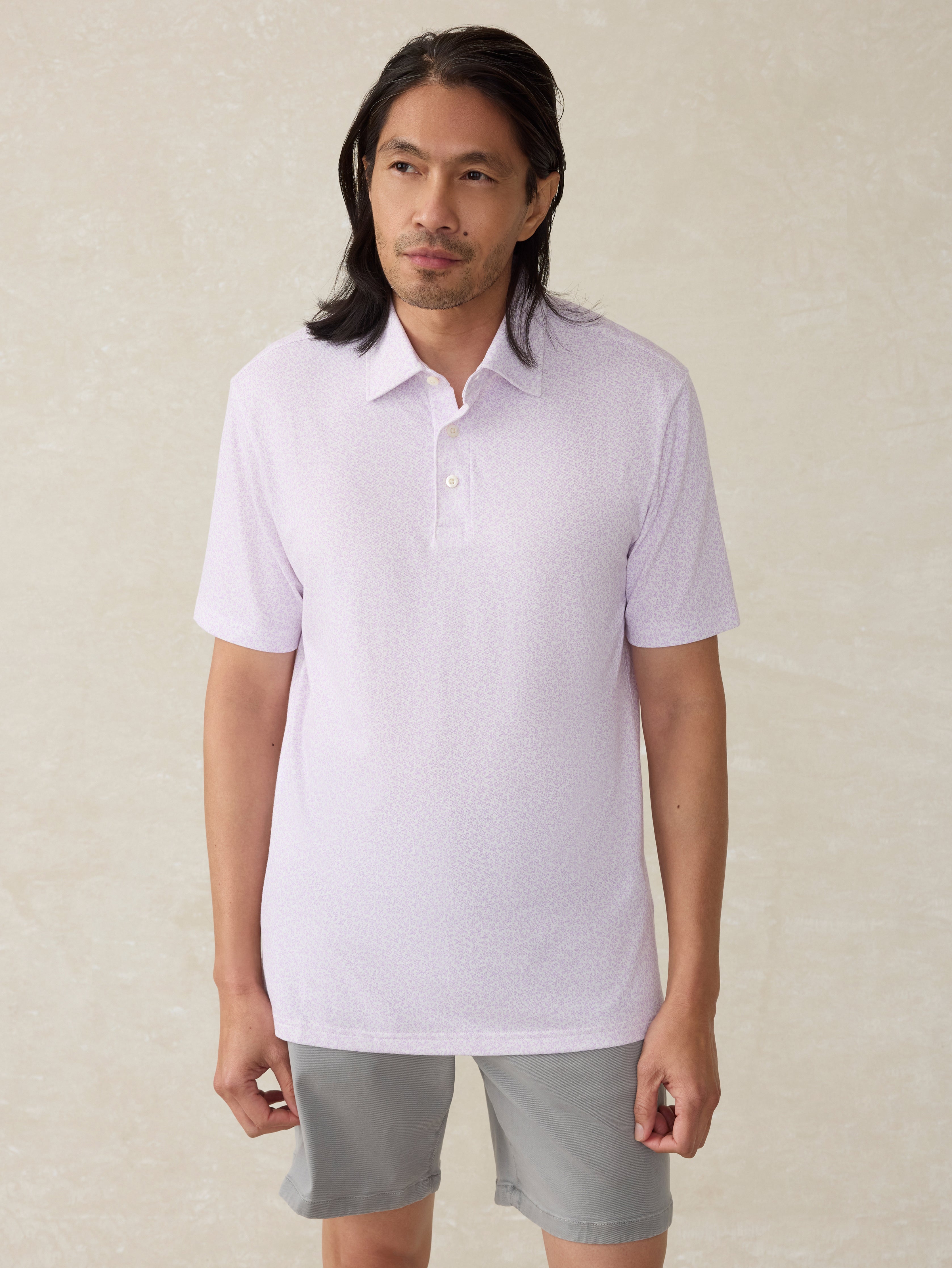 Short-Sleeve Movement™ Pique Polo - Lilac Summer Vines