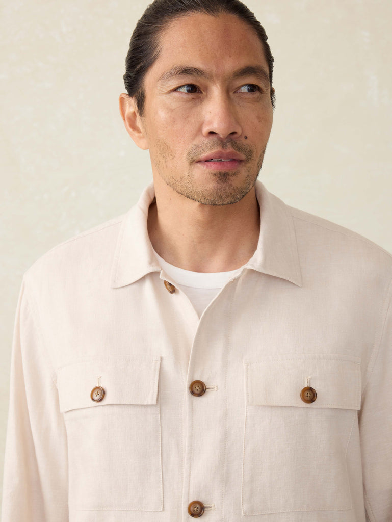 Movement™ Linen Shirt Jacket - Dorset Sand | Faherty Brand