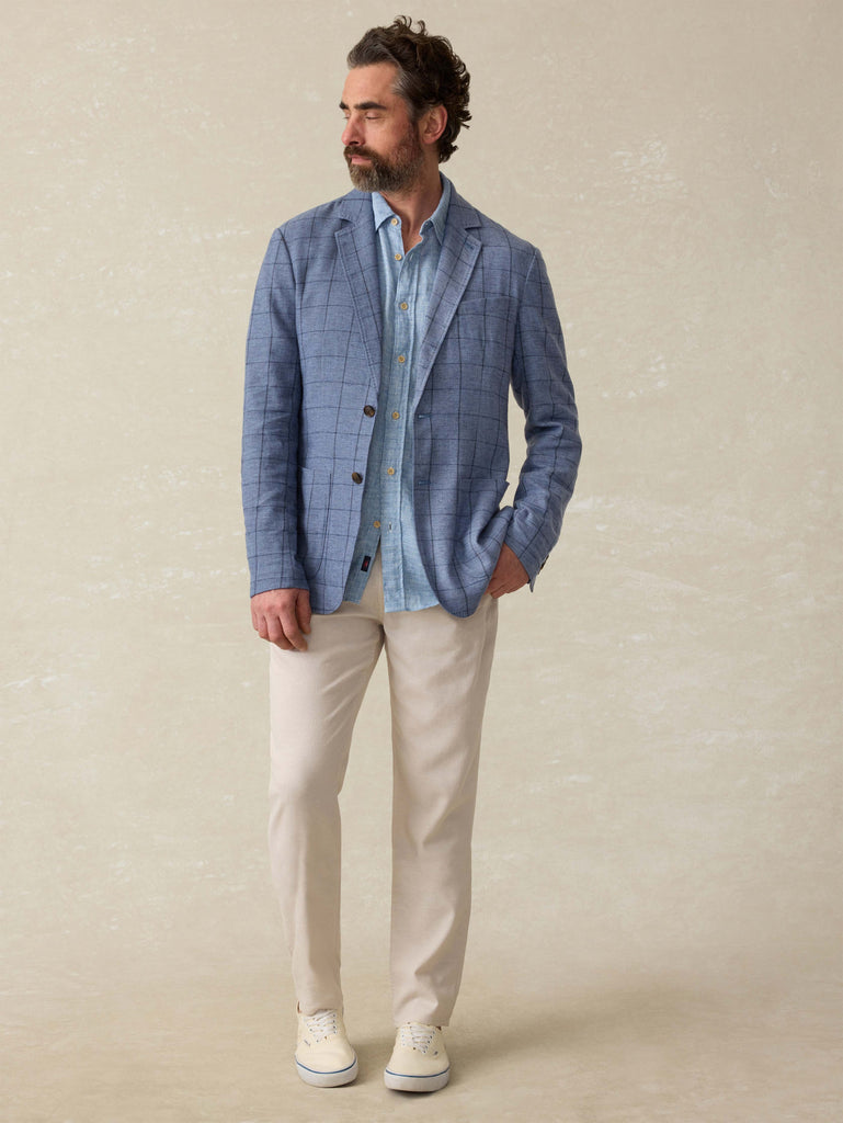 Movement™ Linen Blazer - Storm Cape Windowpane | Faherty Brand