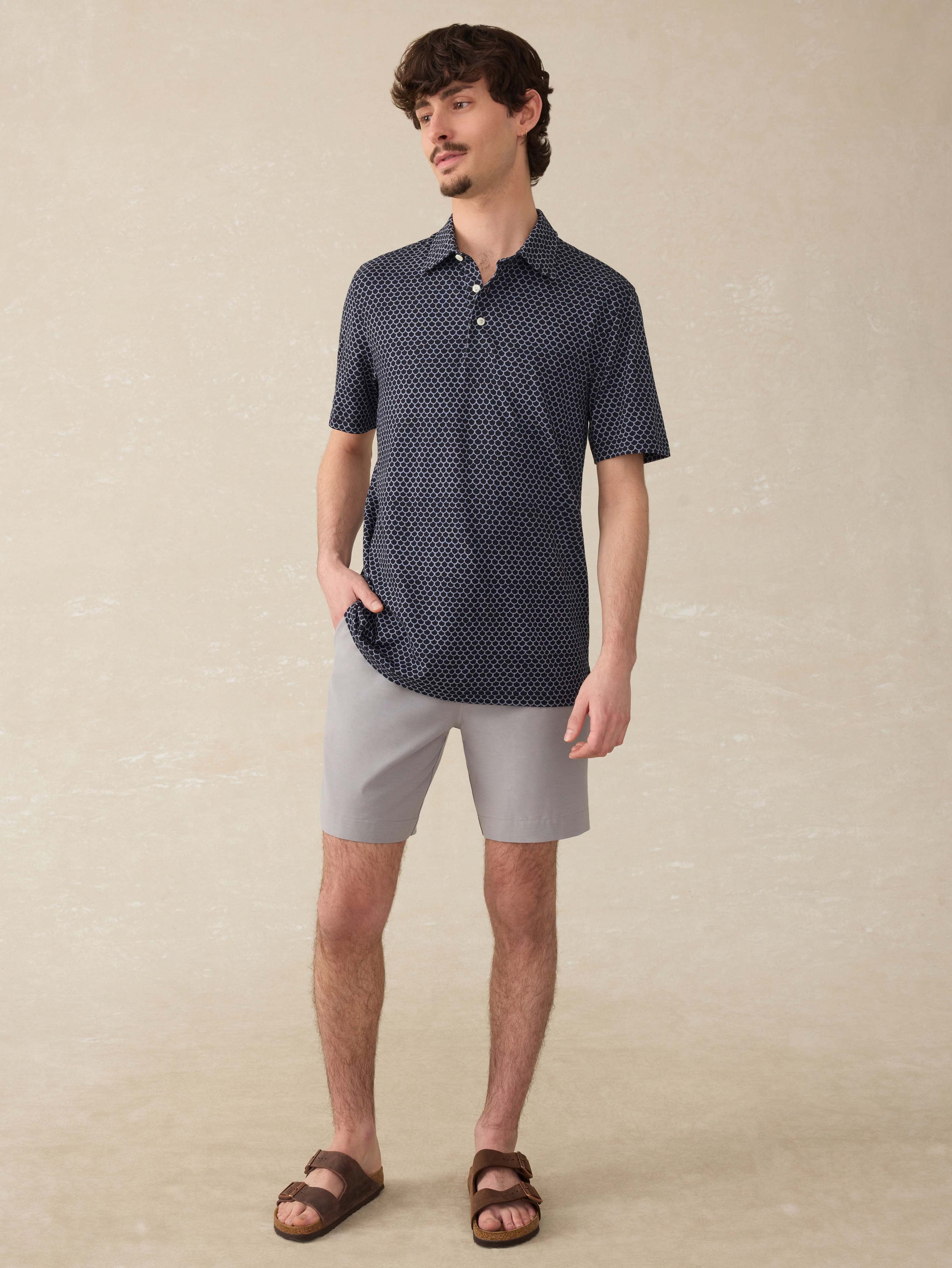 Short-Sleeve Movement™ Pique Polo - Midnight Fishscale