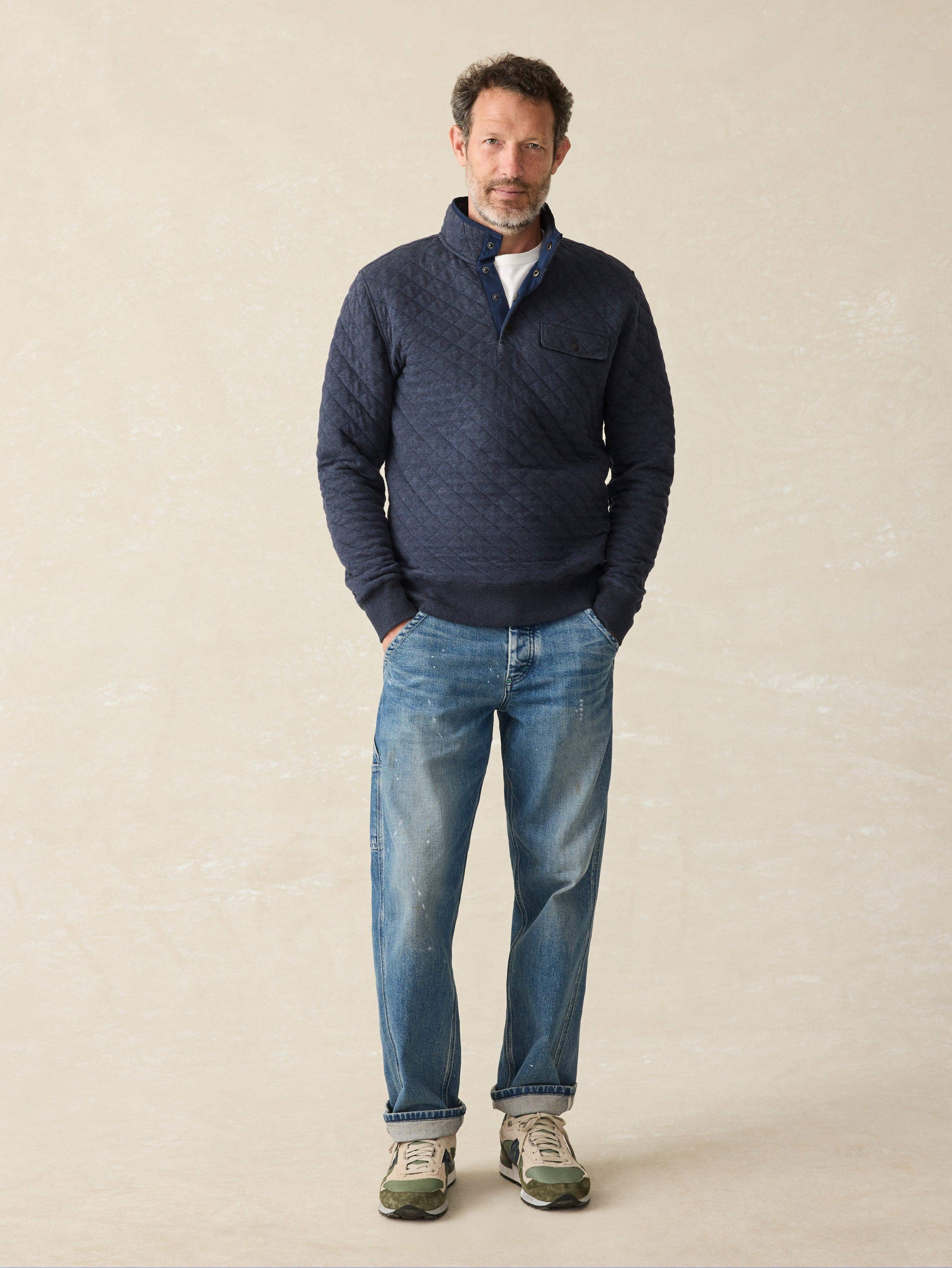 Epic Quilted Fleece Pullover - Navy Melange