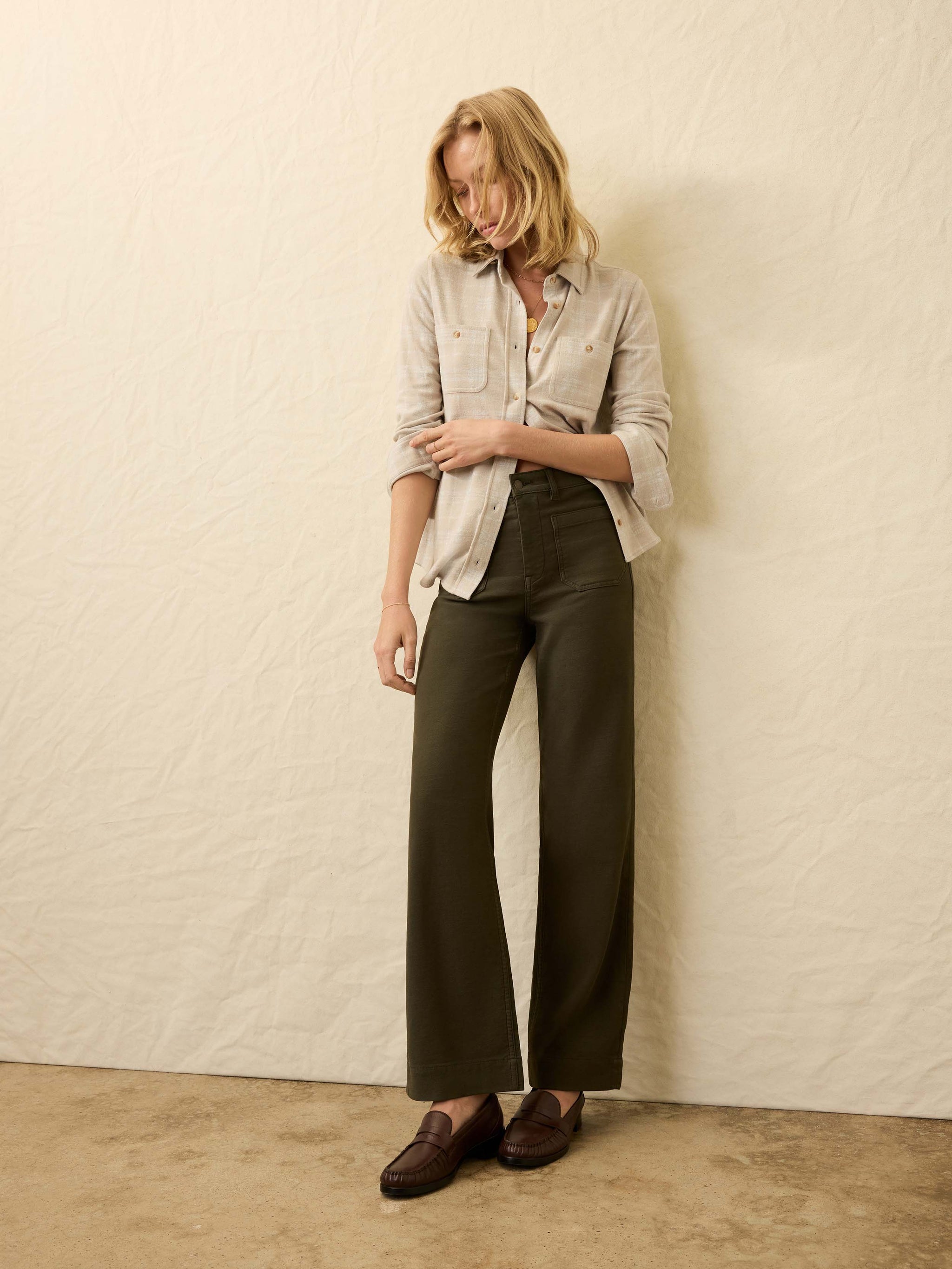 Stretch Terry Patch Pocket Pant - Forest Olive