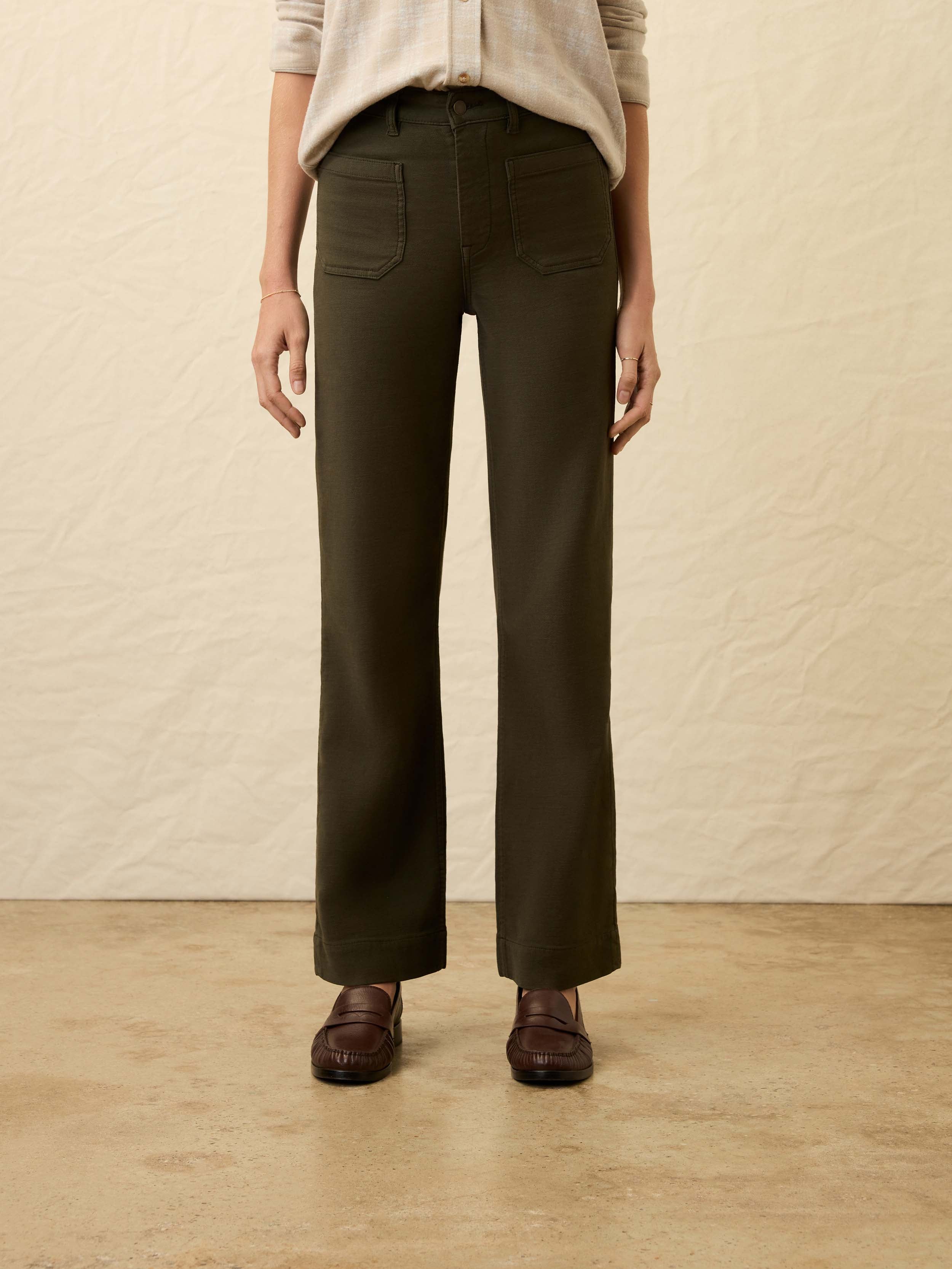 Stretch Terry Patch Pocket Pant - Forest Olive