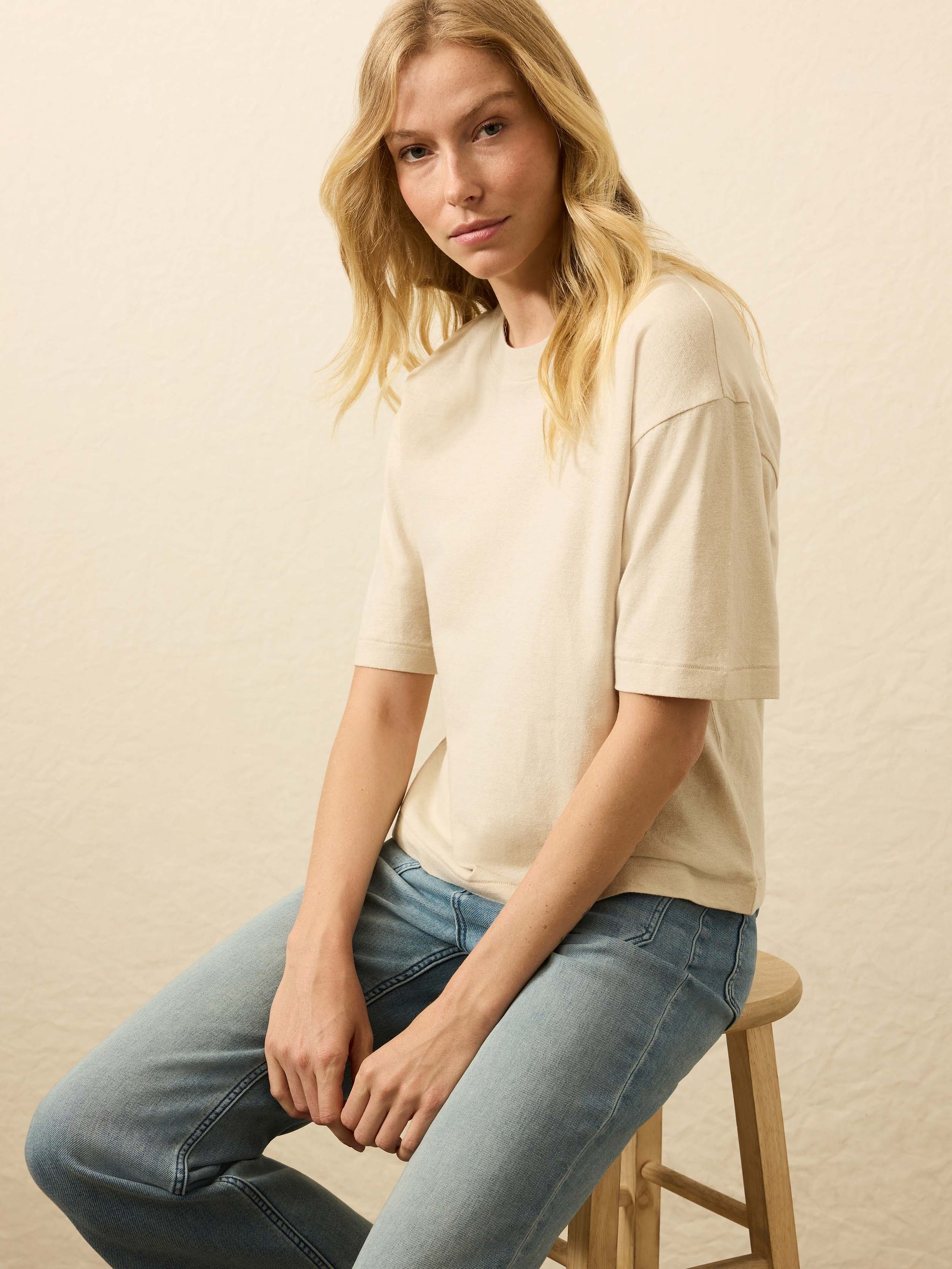 Hemp Blend Vintage Tee - Natural