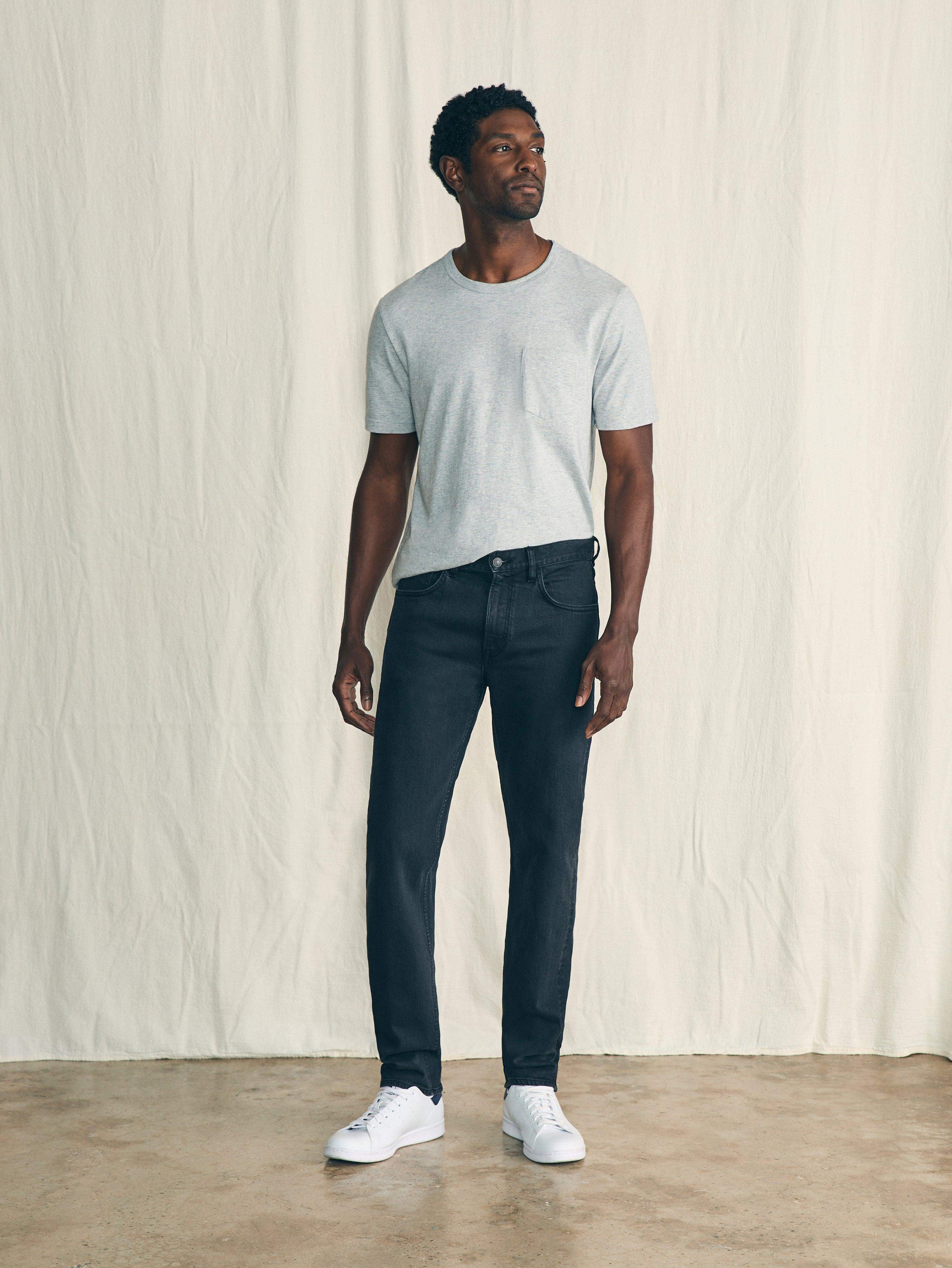 Organic Cotton Slim Straight Denim (30" Inseam) - Black Smoke Wash