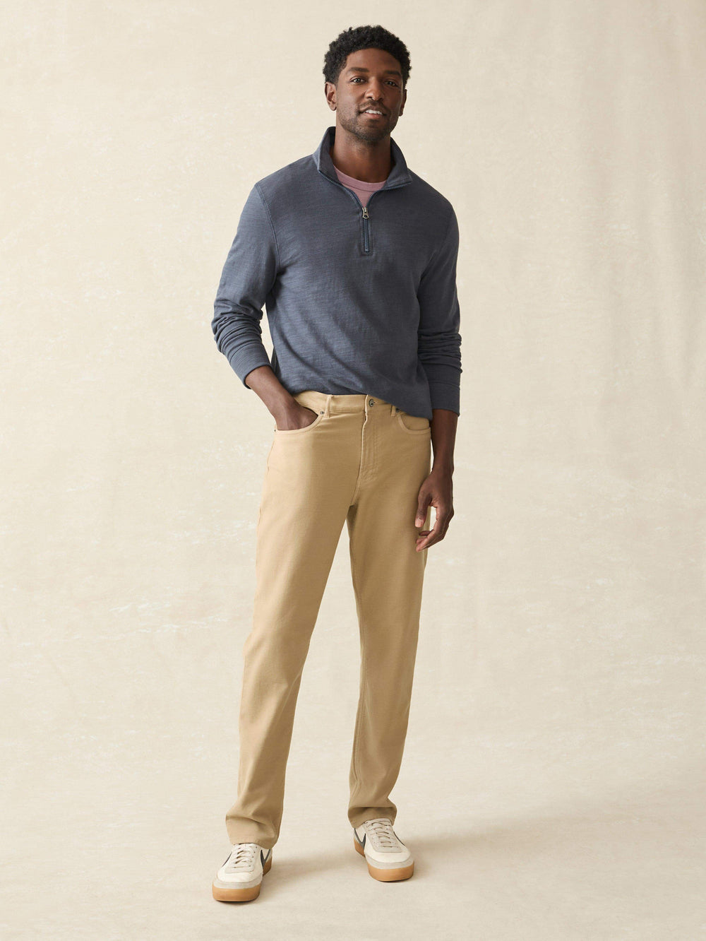 Stretch Terry 5-Pocket Athletic Fit Pant - Desert Khaki