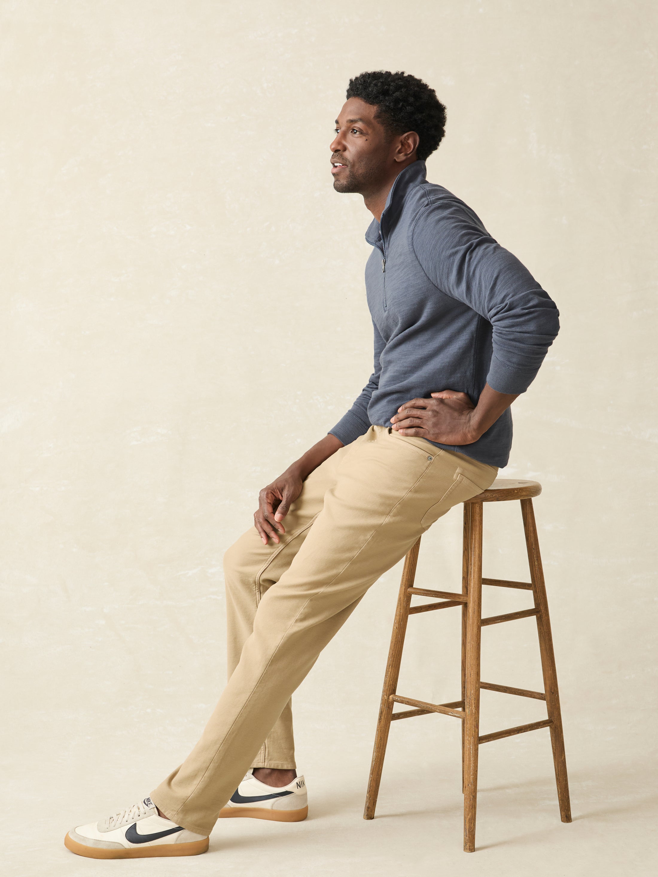Stretch Terry 5-Pocket Athletic Fit Pant - Desert Khaki