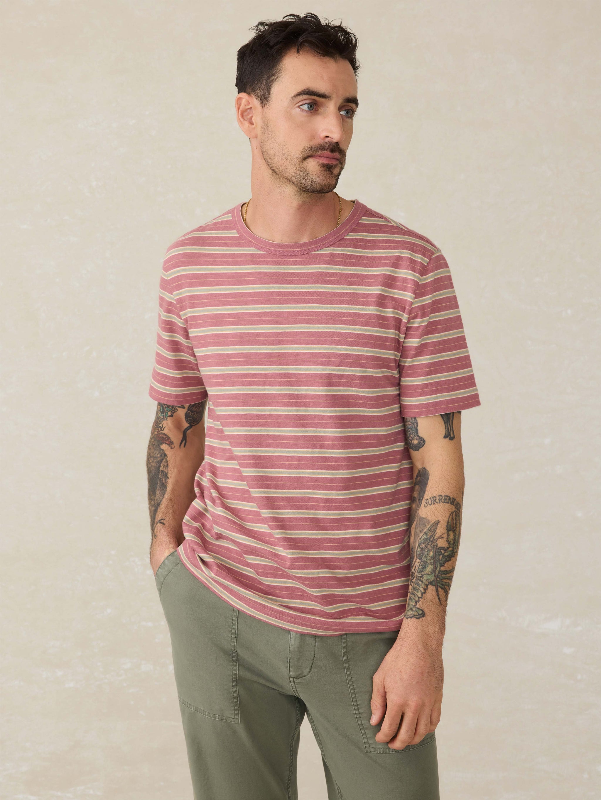 Sunwashed Tee - Red Reef Stripe