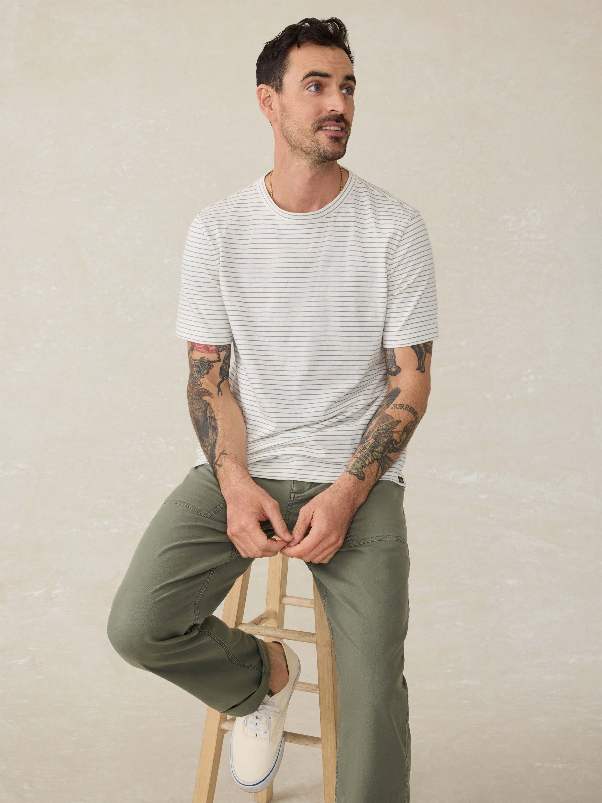 Sunwashed Tee - Cream Flint Stripe