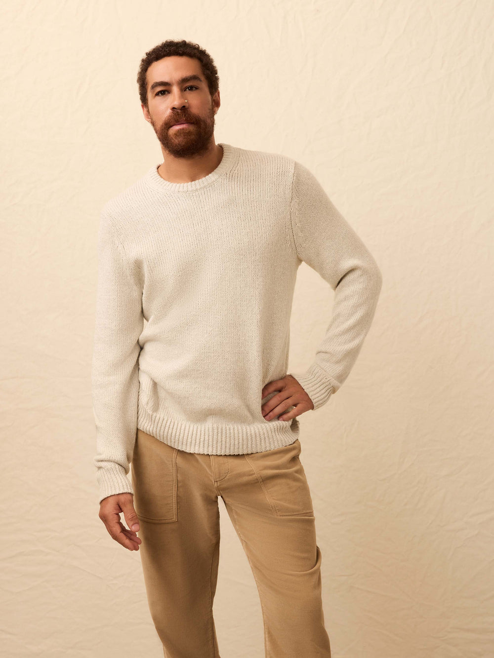 Heirloom Cotton Crewneck Sweater - Heather Grey