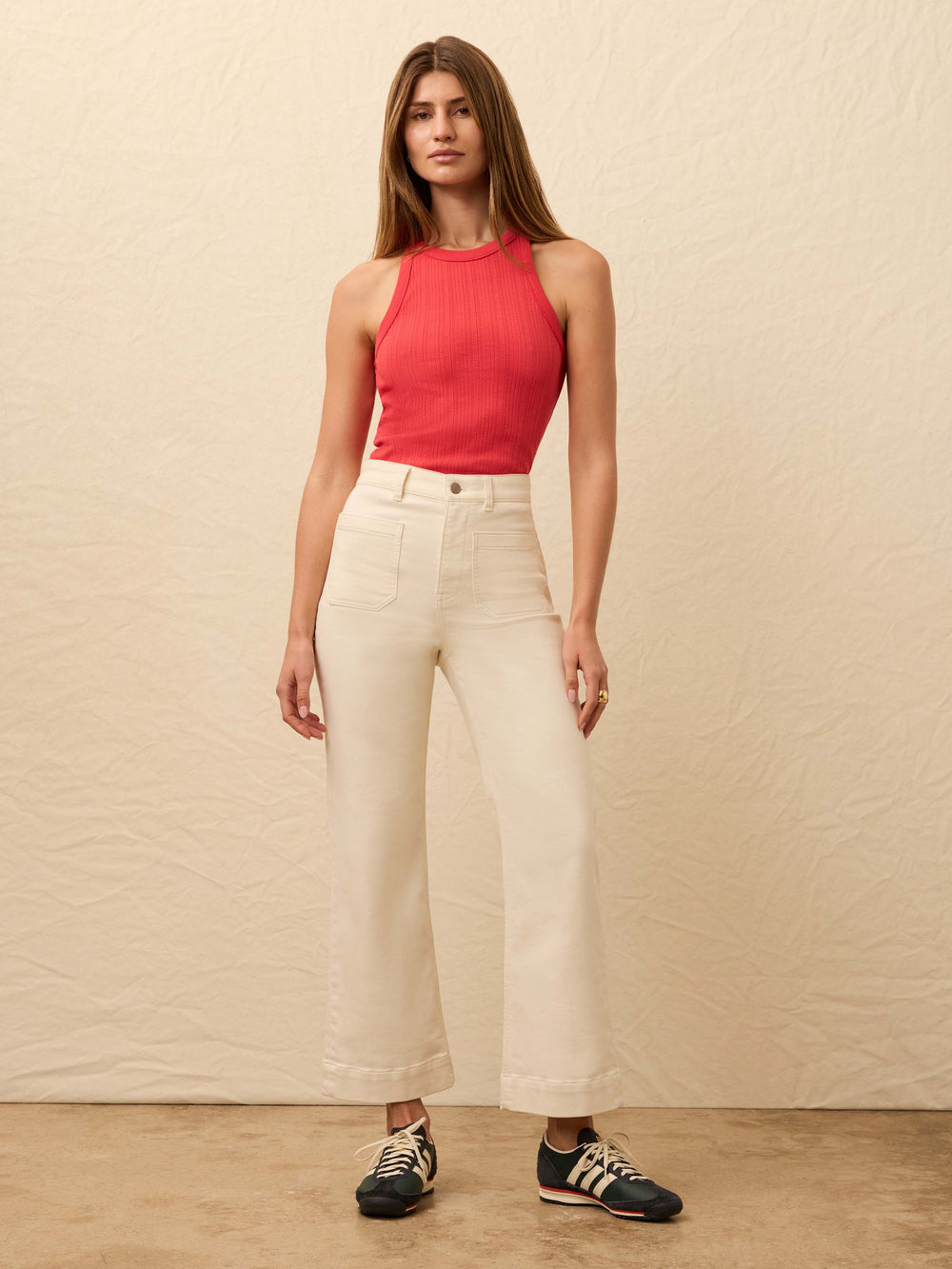 Stretch Terry Patch Pocket Pant - Egret