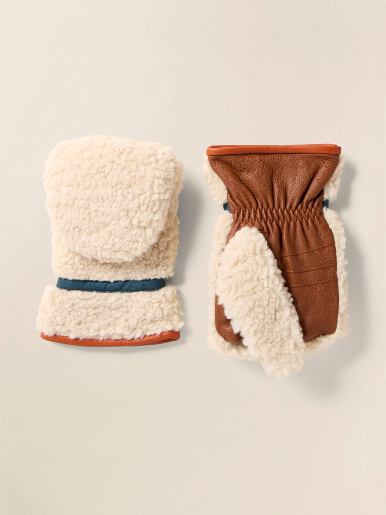 Fleece Pop Top Mitten - Cream | Faherty Brand