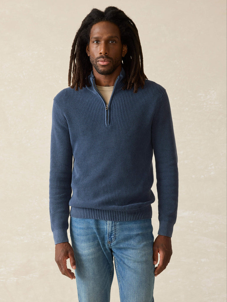 Sunwashed Quarter Zip Sweater - Blue Nights | Faherty Brand