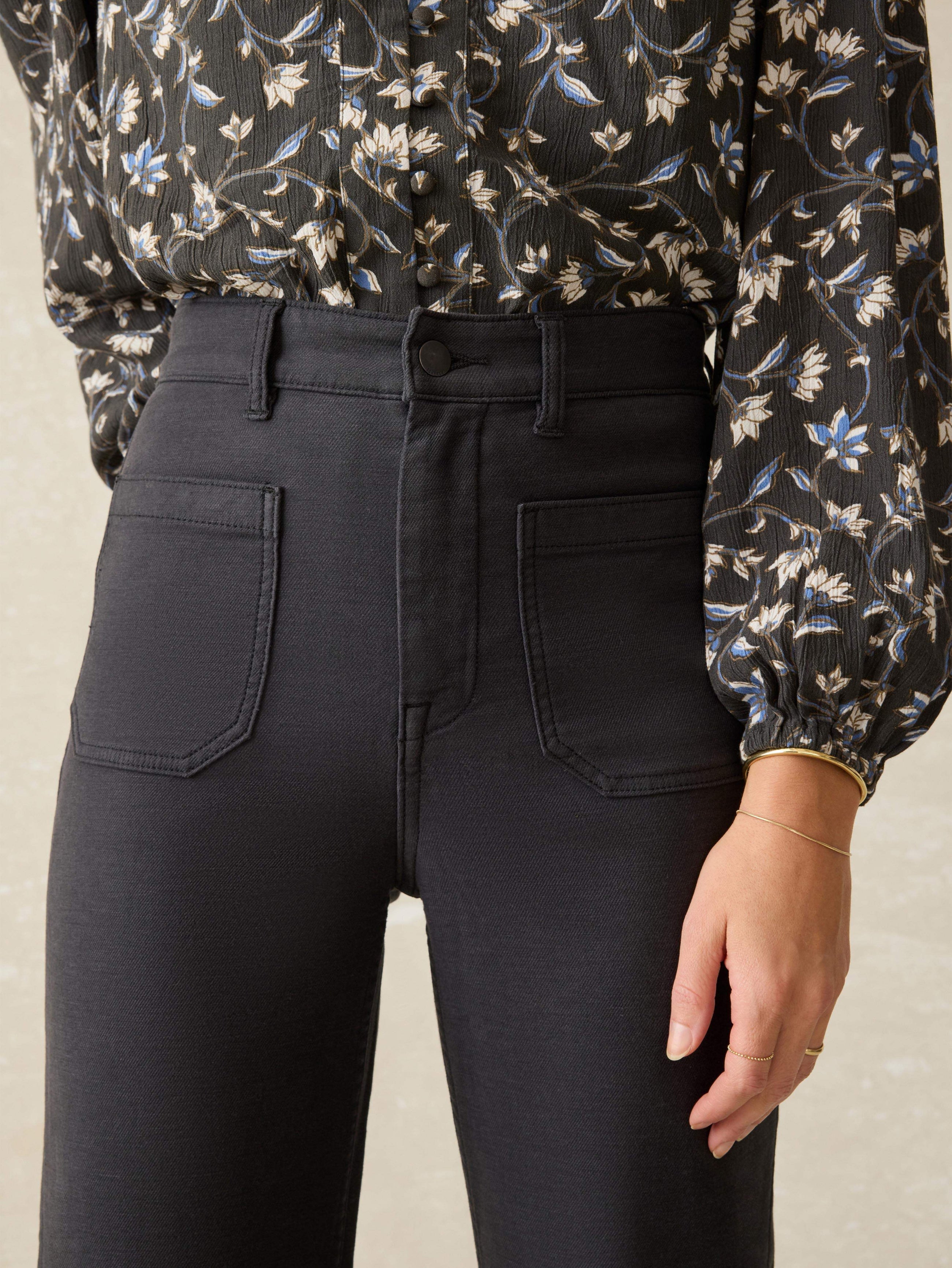 Stretch Terry Patch Pocket Pant - Washed Black