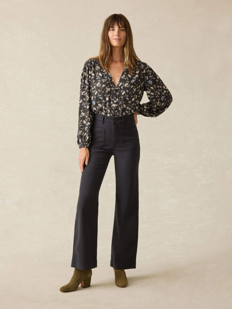 Stretch Terry Patch Pocket Pant - Washed Black