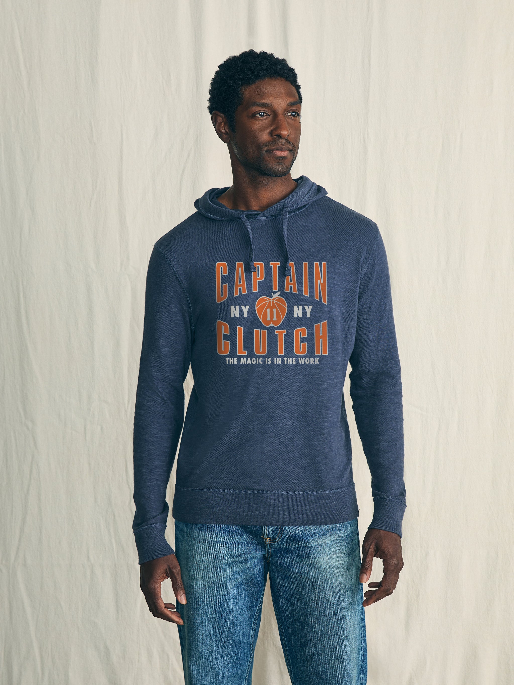Jalen Brunson x Captain Clutch Sunwashed Slub Hoodie - Blue Nights