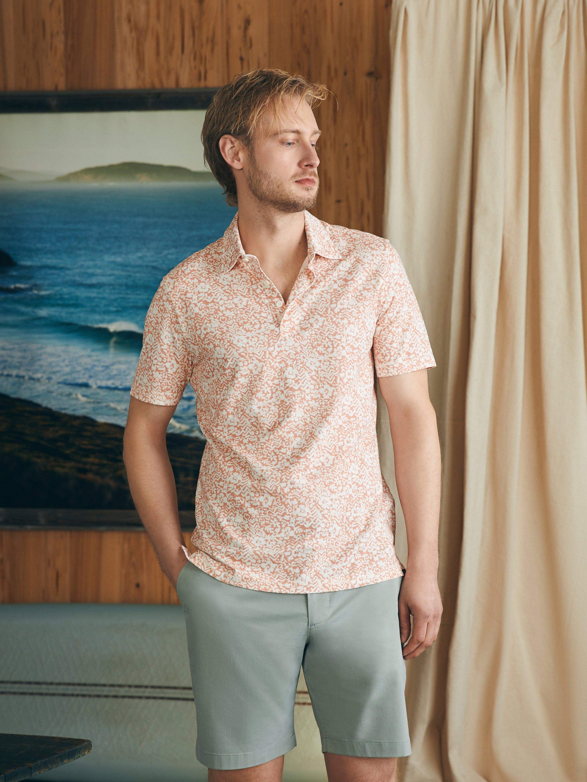 Short-Sleeve Movement™ Pique Polo - Hilo Rose Floral Print