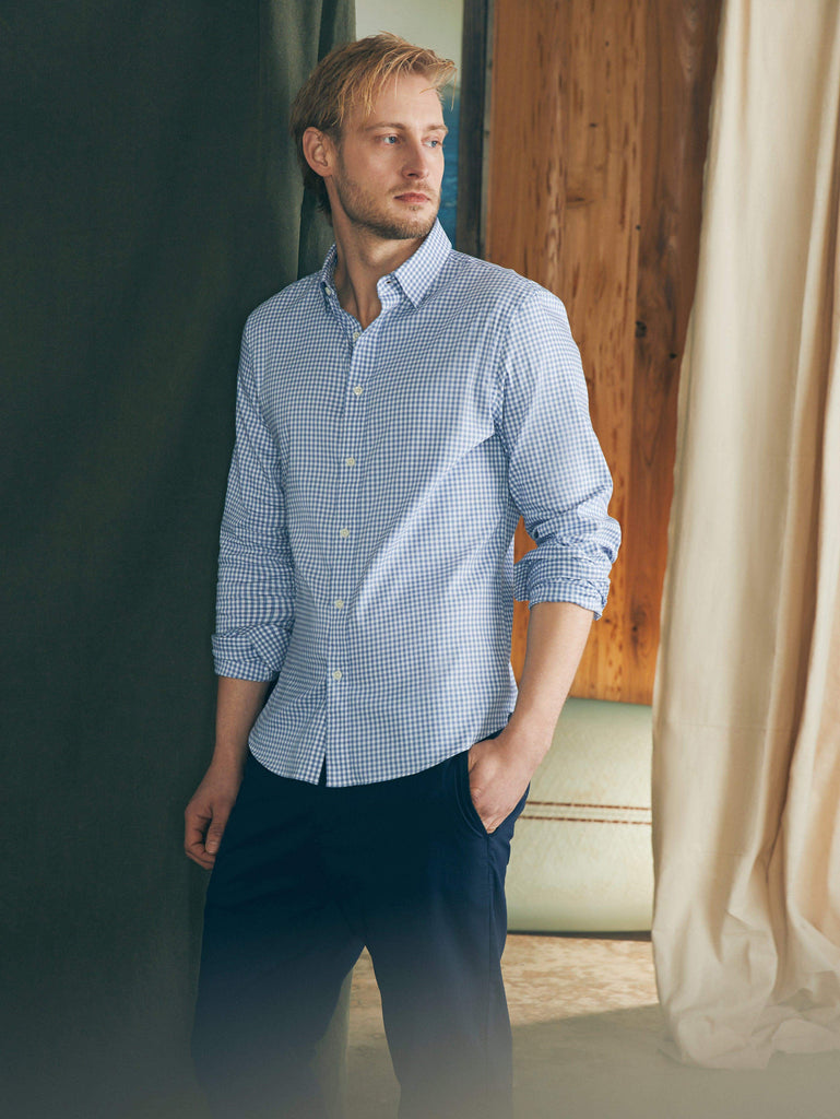 Movement™ Shirt (Tall) - Light Blue Gingham | Faherty Brand