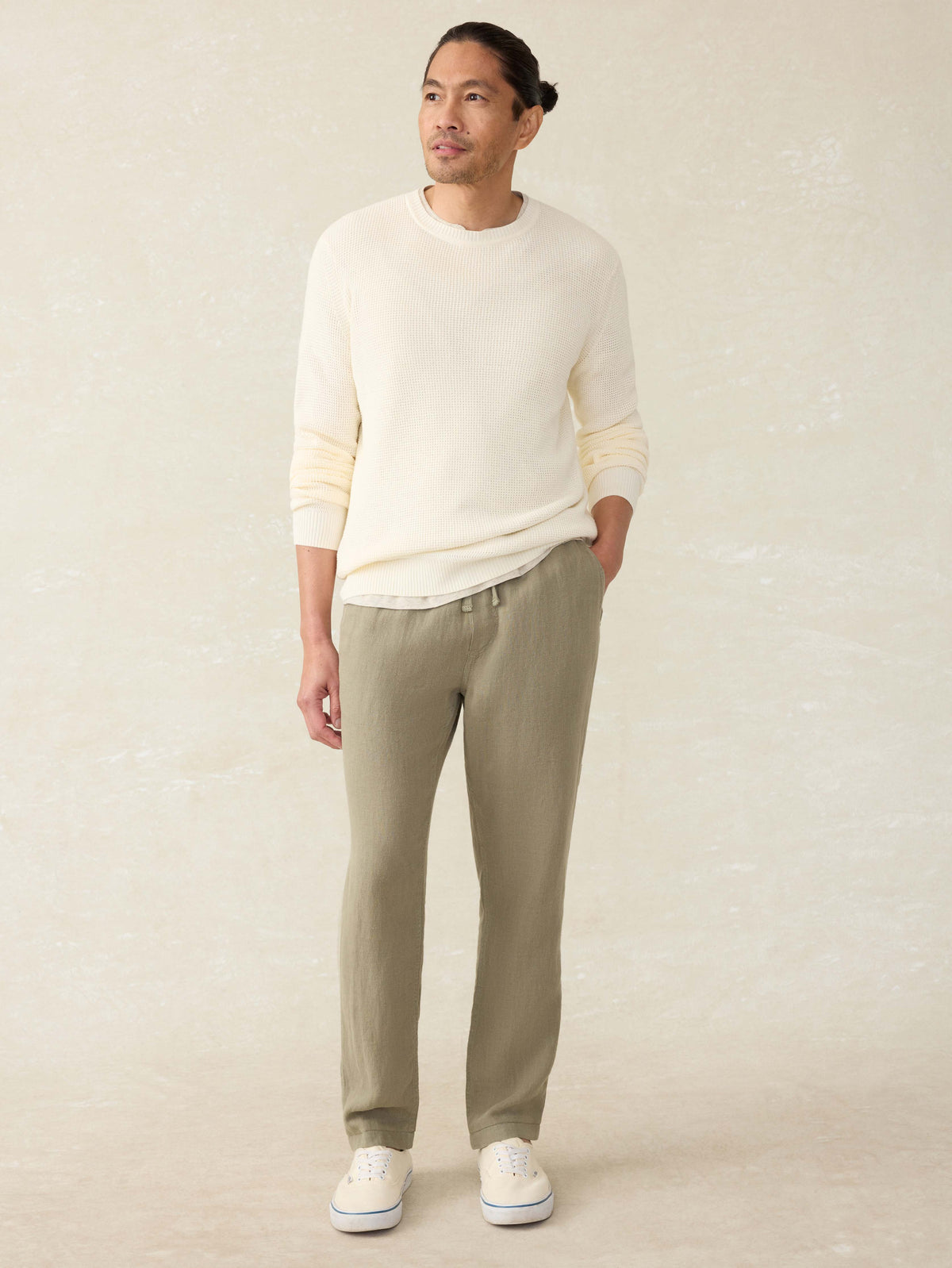 Linen Drawstring Pant - Canyon Olive