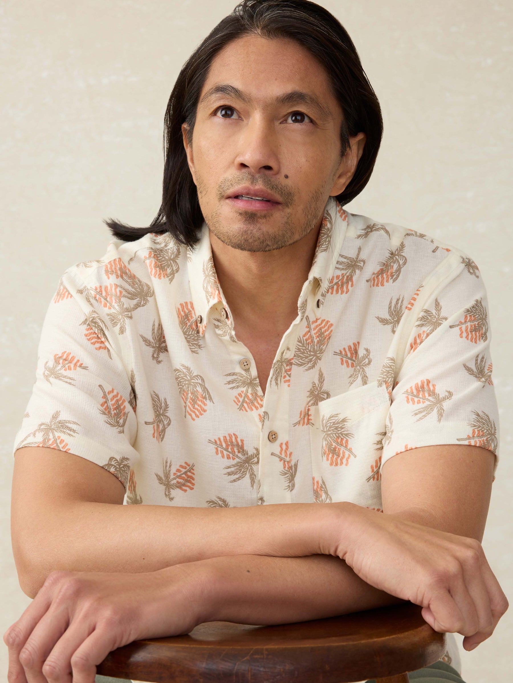 Short-Sleeve Breeze Shirt - Sunlit Palm & Waves