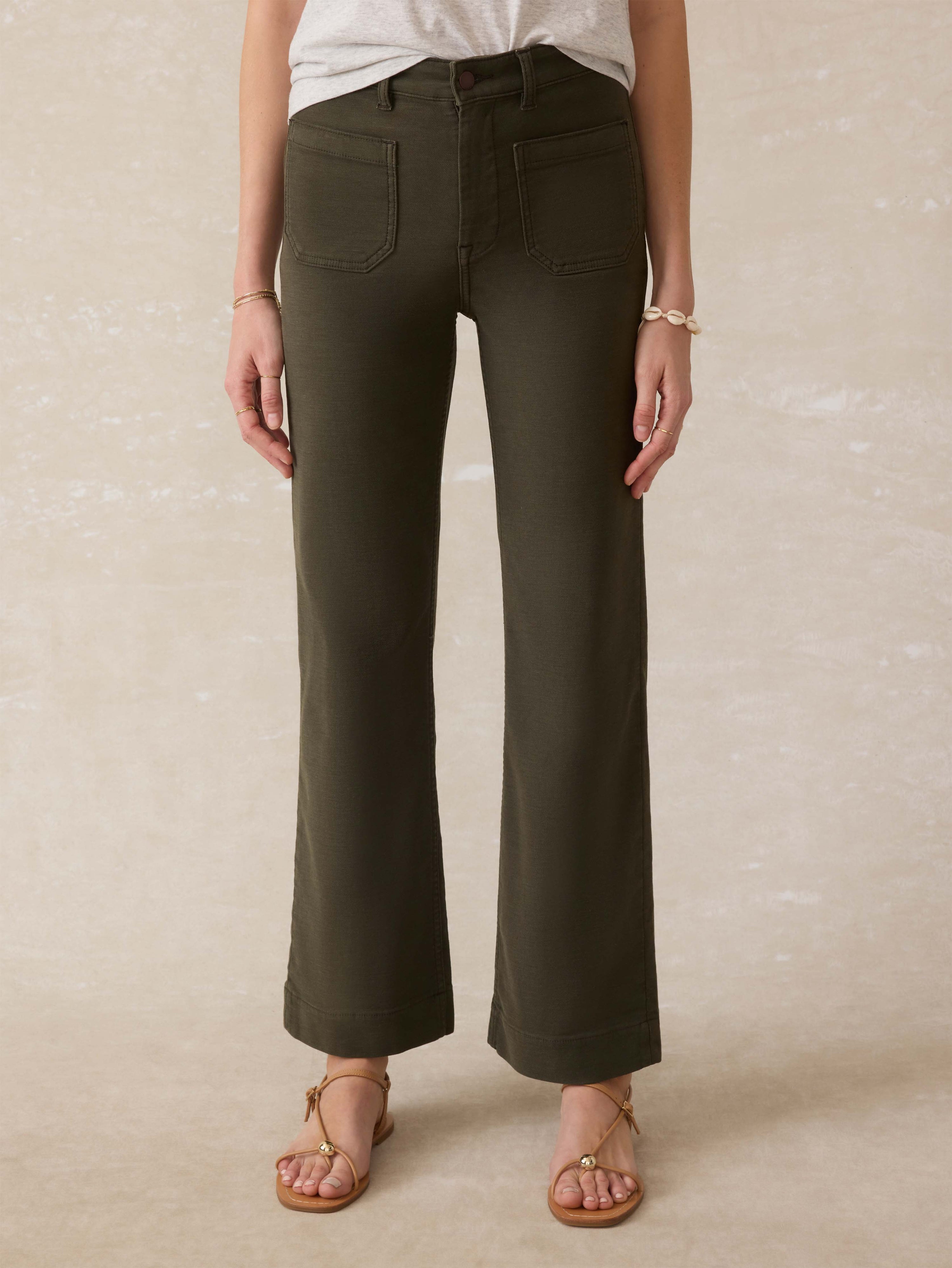 Stretch Terry Patch Pocket Pant - Forest Olive