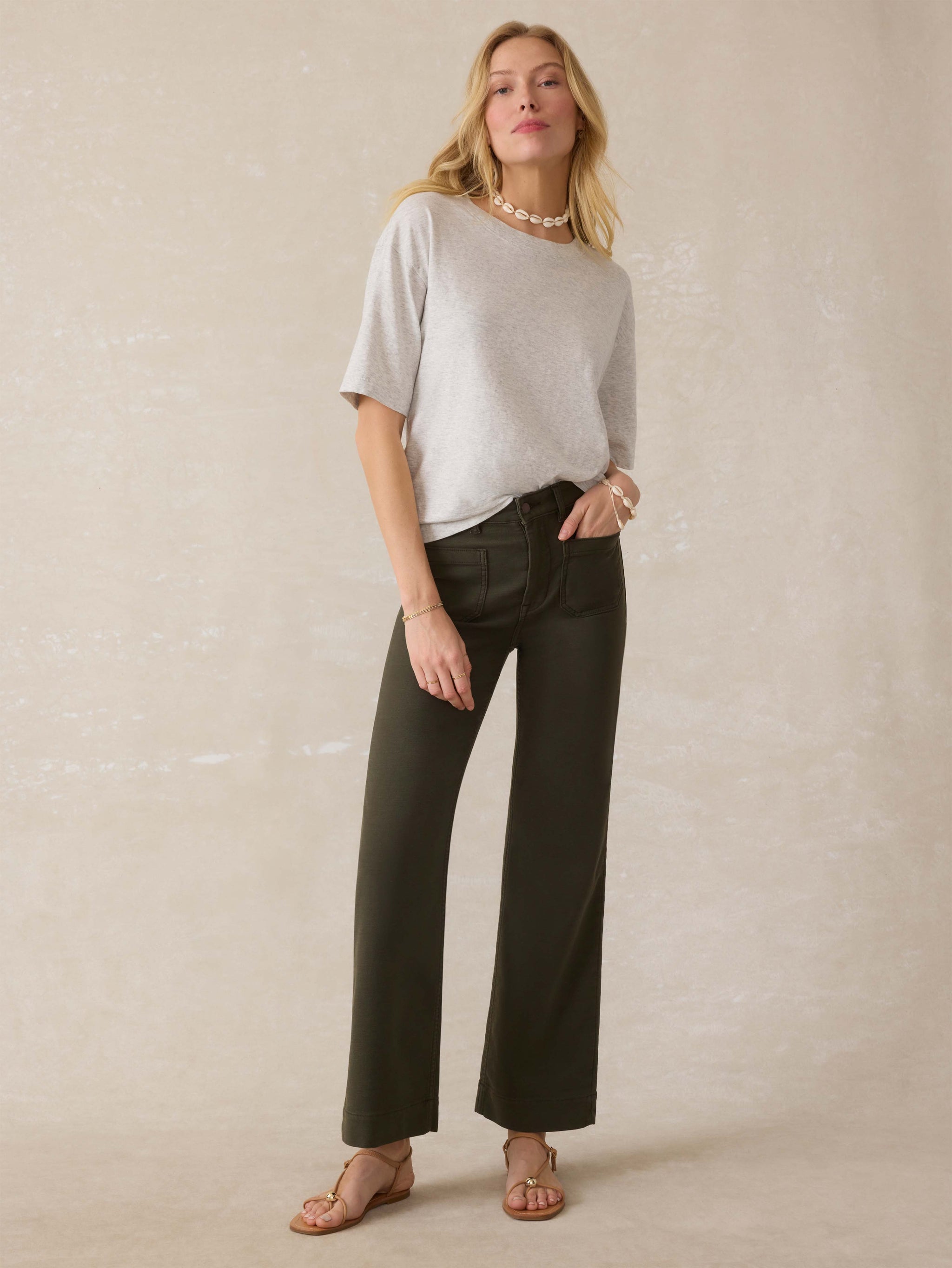 Stretch Terry Patch Pocket Pant - Forest Olive