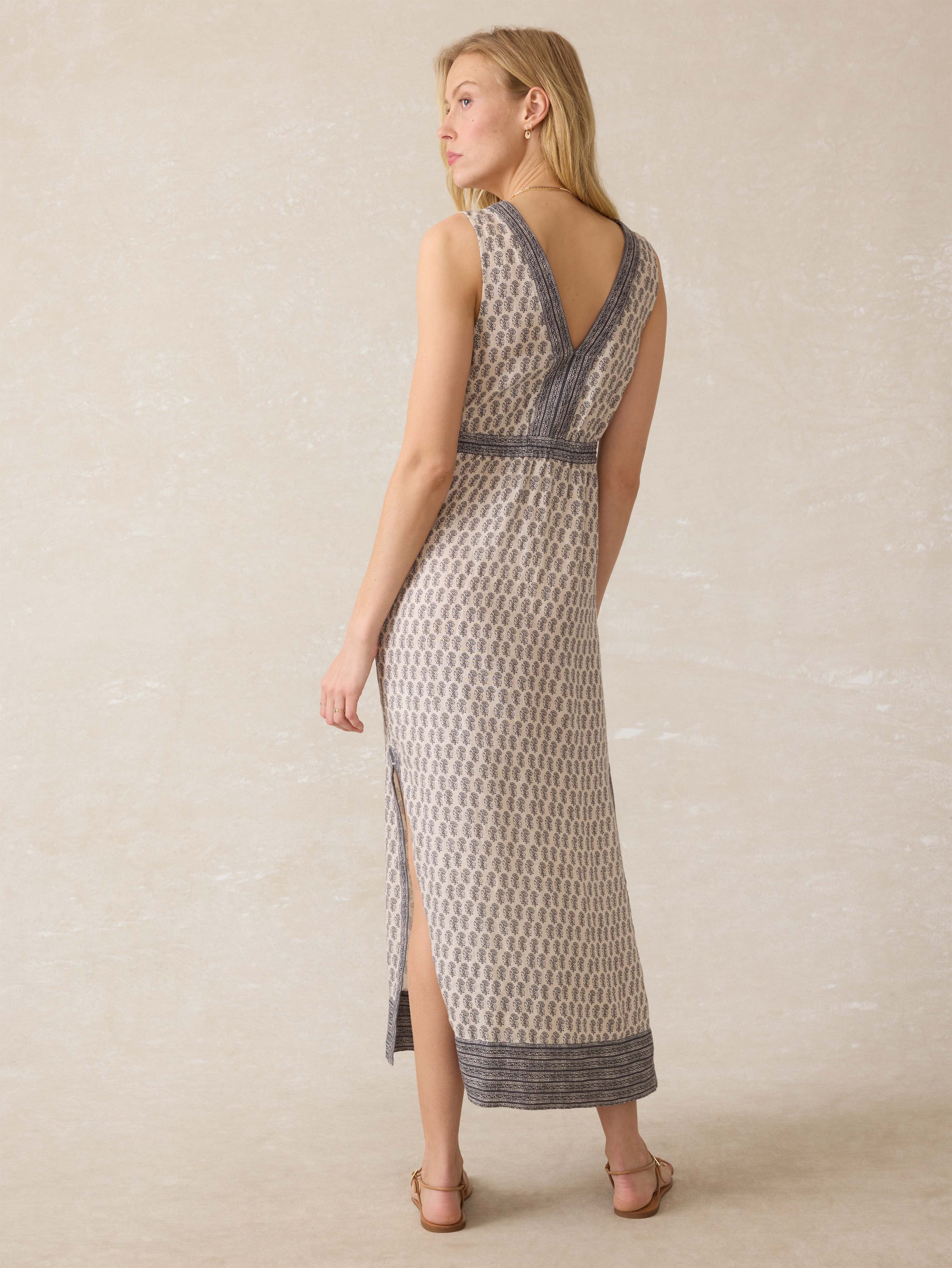 Macey Linen Maxi Dress - Summer Pearl Blossom