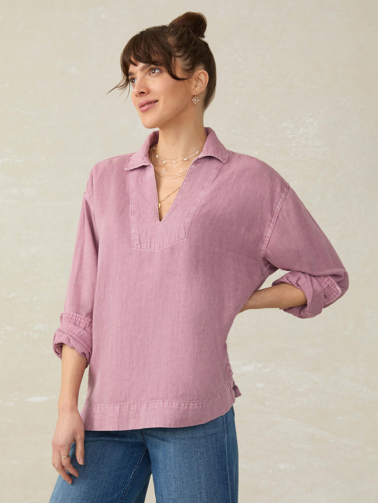 Linen Denim Sail Away Top - Weathered Orchid | Faherty Brand