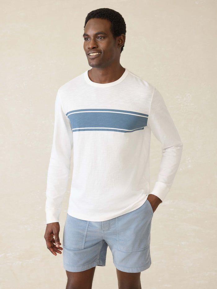 Long-Sleeve Sunwashed Tee - White Surf Stripe