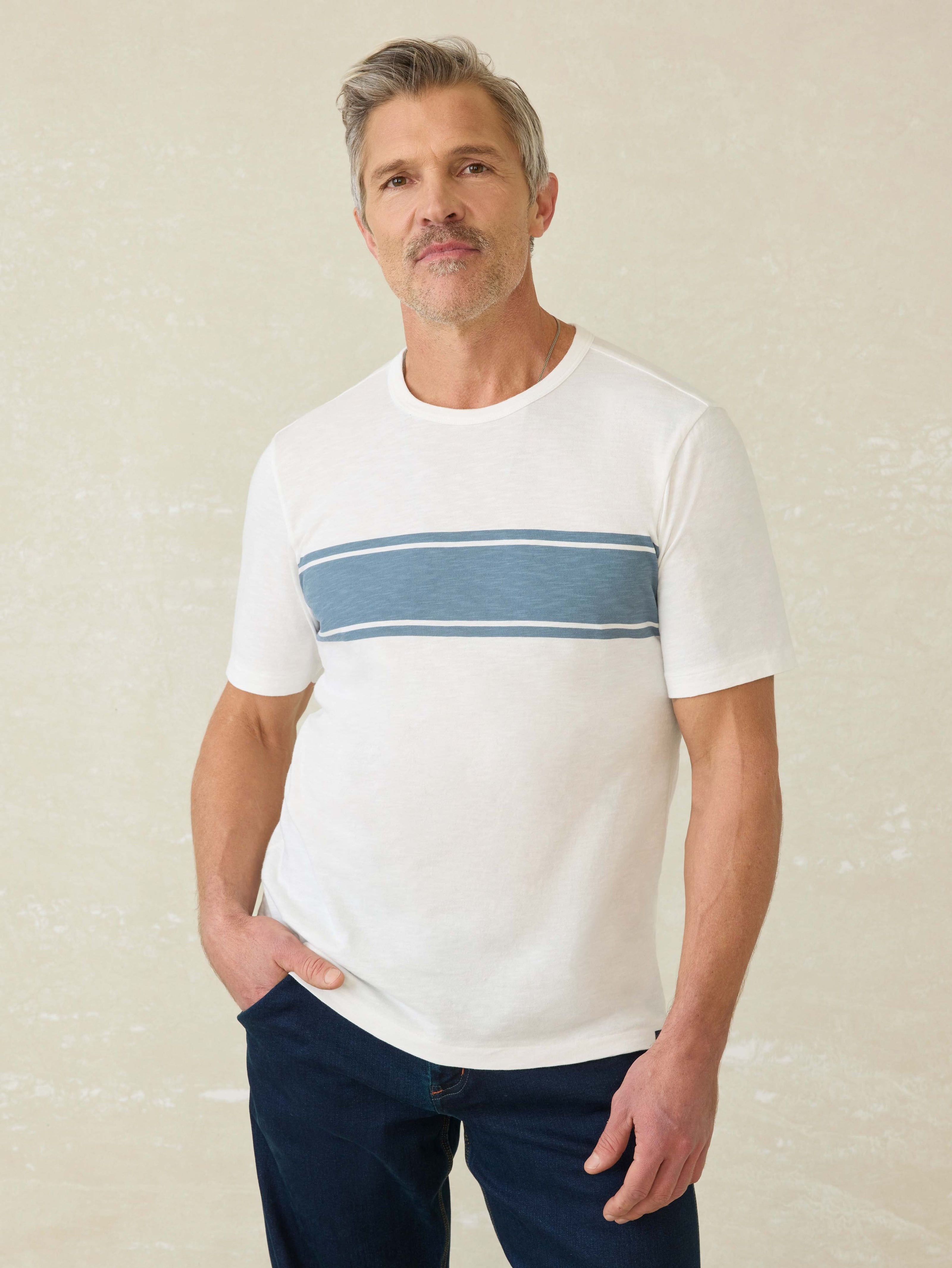 Sunwashed Tee - White Surf Stripe