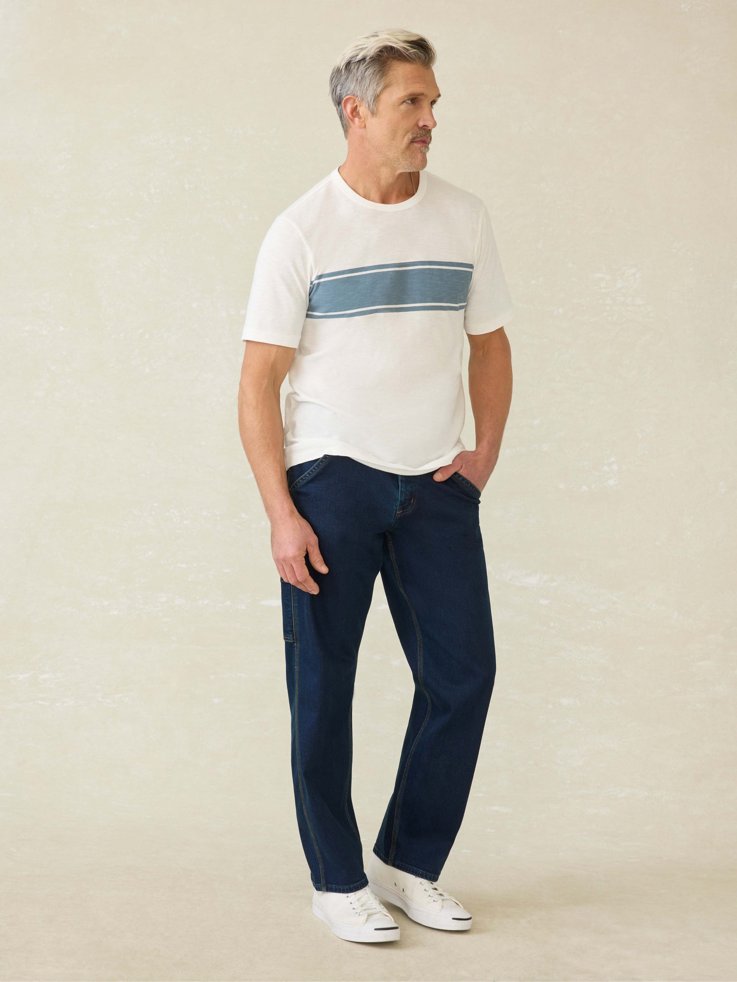 Sunwashed Tee - White Surf Stripe