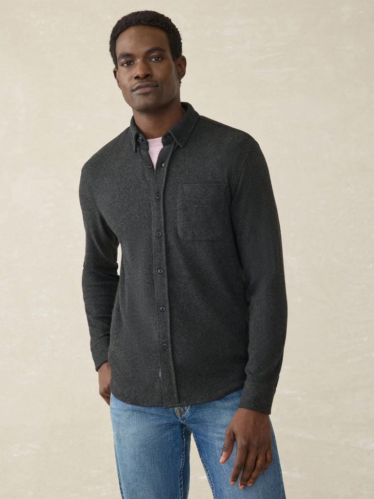 Legend™ Sweater Shirt (Single Pocket) - Heathered Black Twill | Faherty ...
