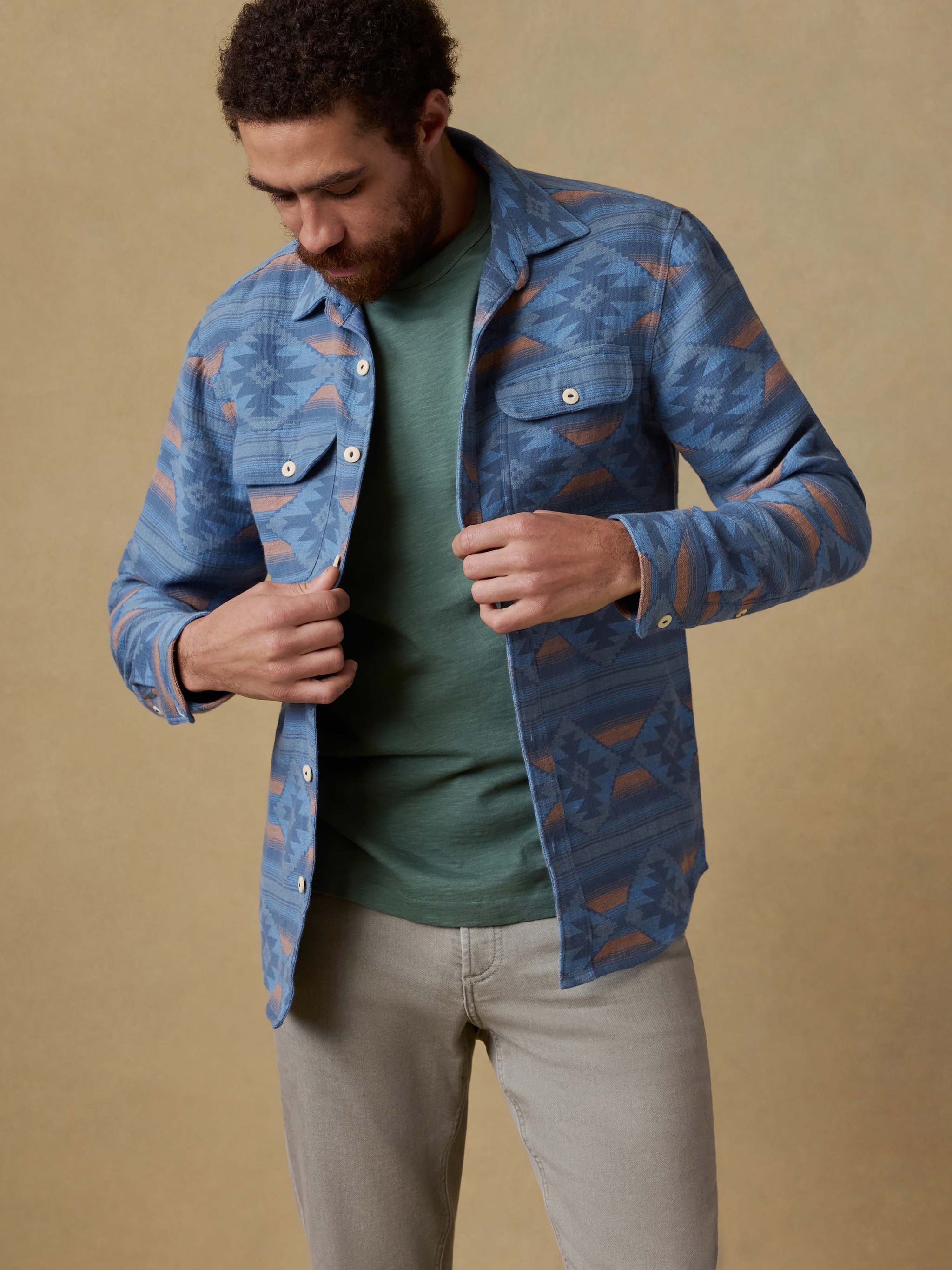 Doug Good Feather Canyon Overshirt - Blue Western Range