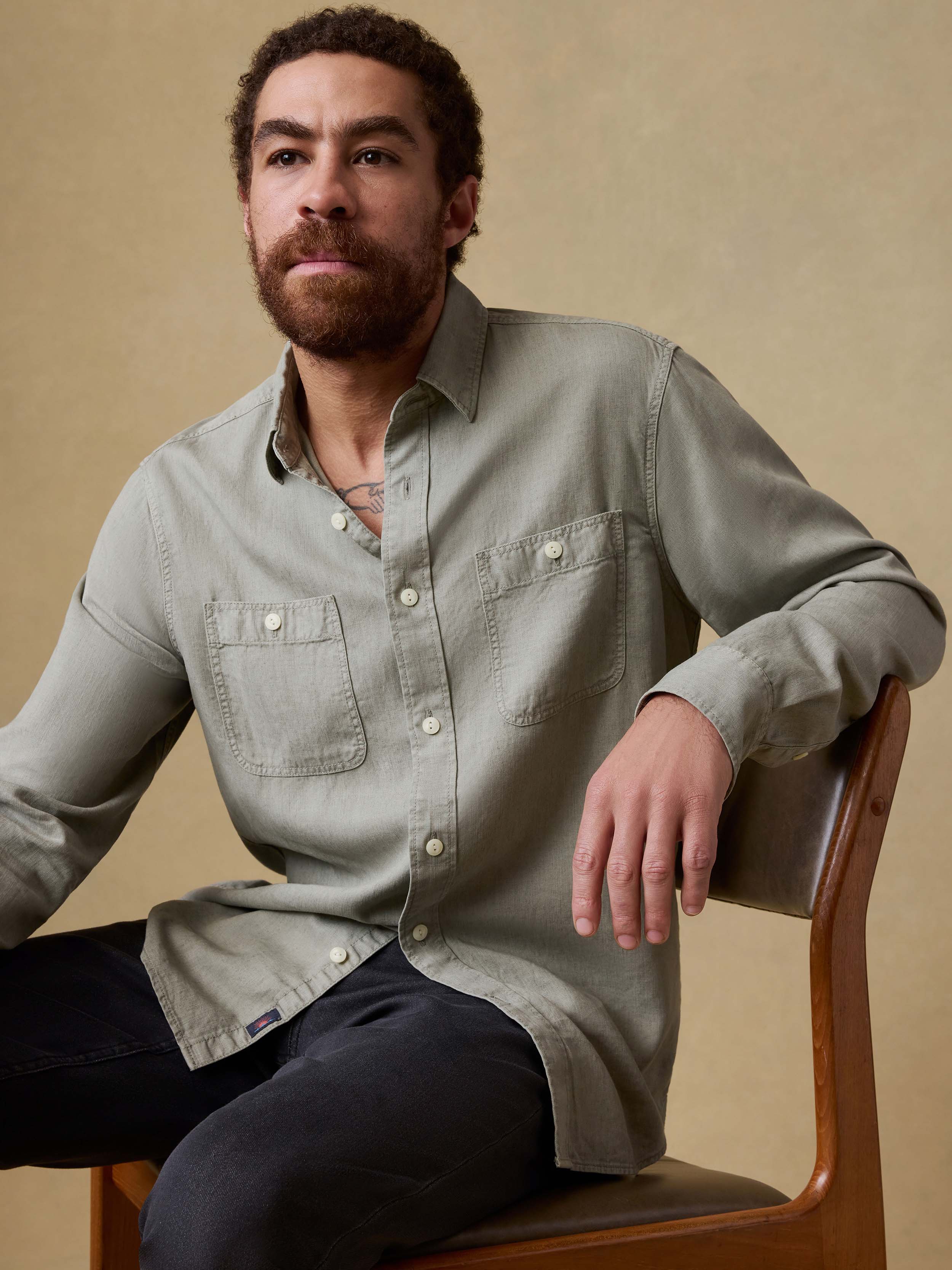 The Tried & True Chambray Workshirt - Coastal Sage