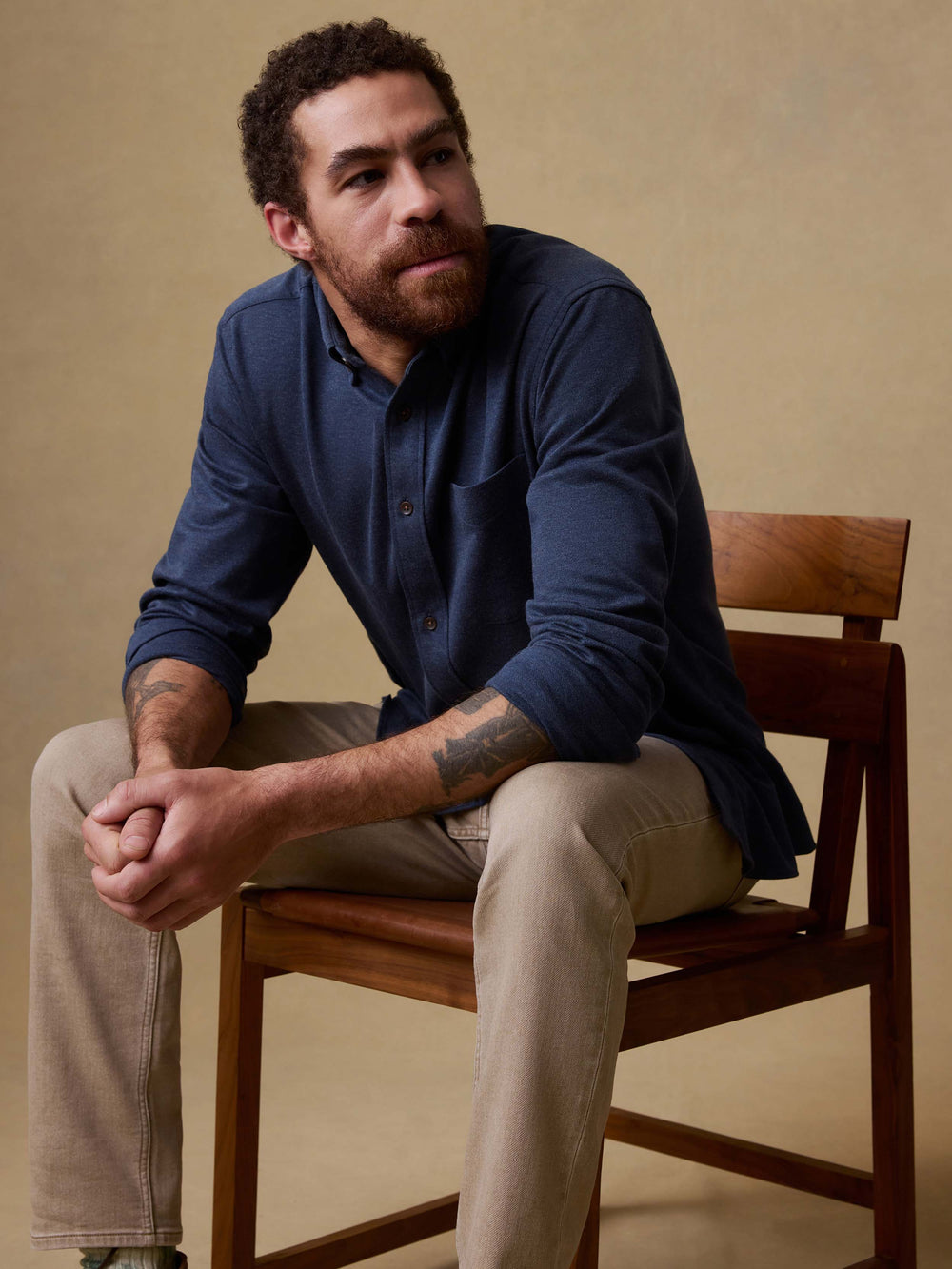 Coastline Knit Shirt - Ocean Heather Twill