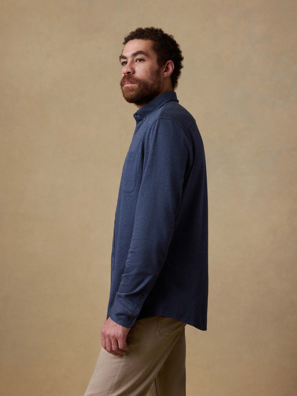 Coastline Knit Shirt - Ocean Heather Twill
