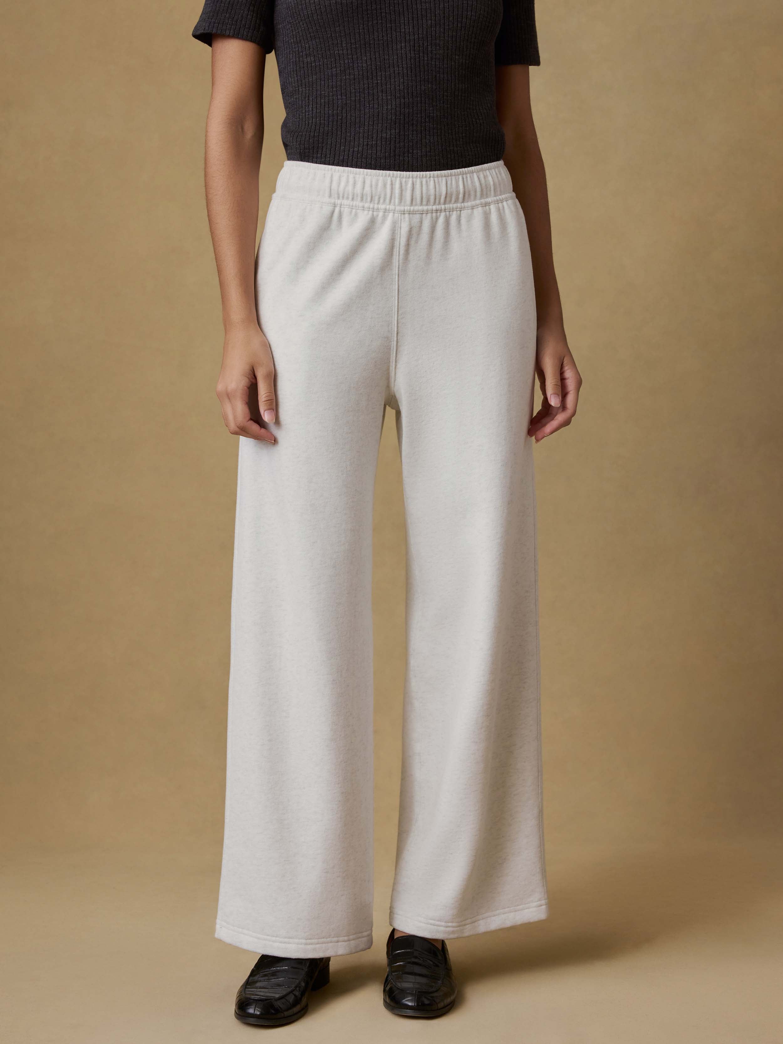 High Standard Fleece Wide Leg Sweatpant - Ice Grey Heather