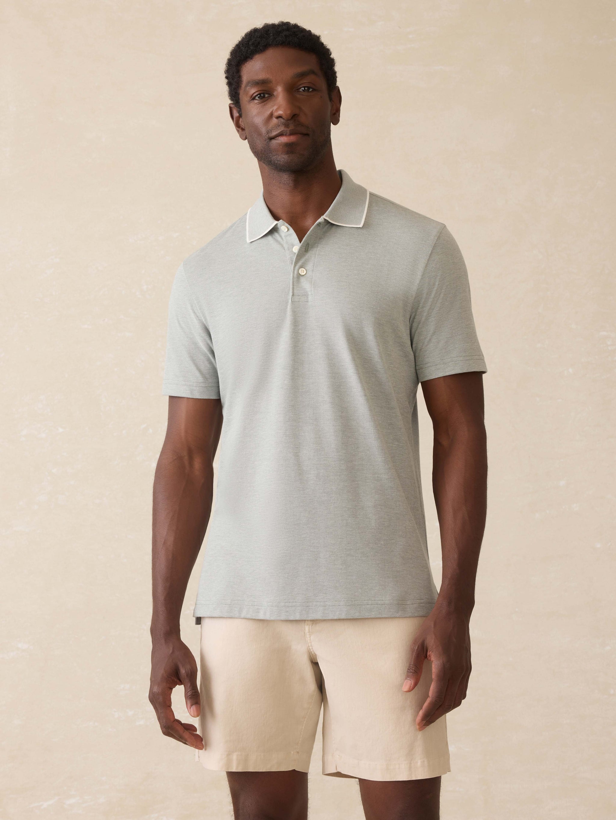 Short-Sleeve Movement™ Pique Polo - Moss Stone Melange