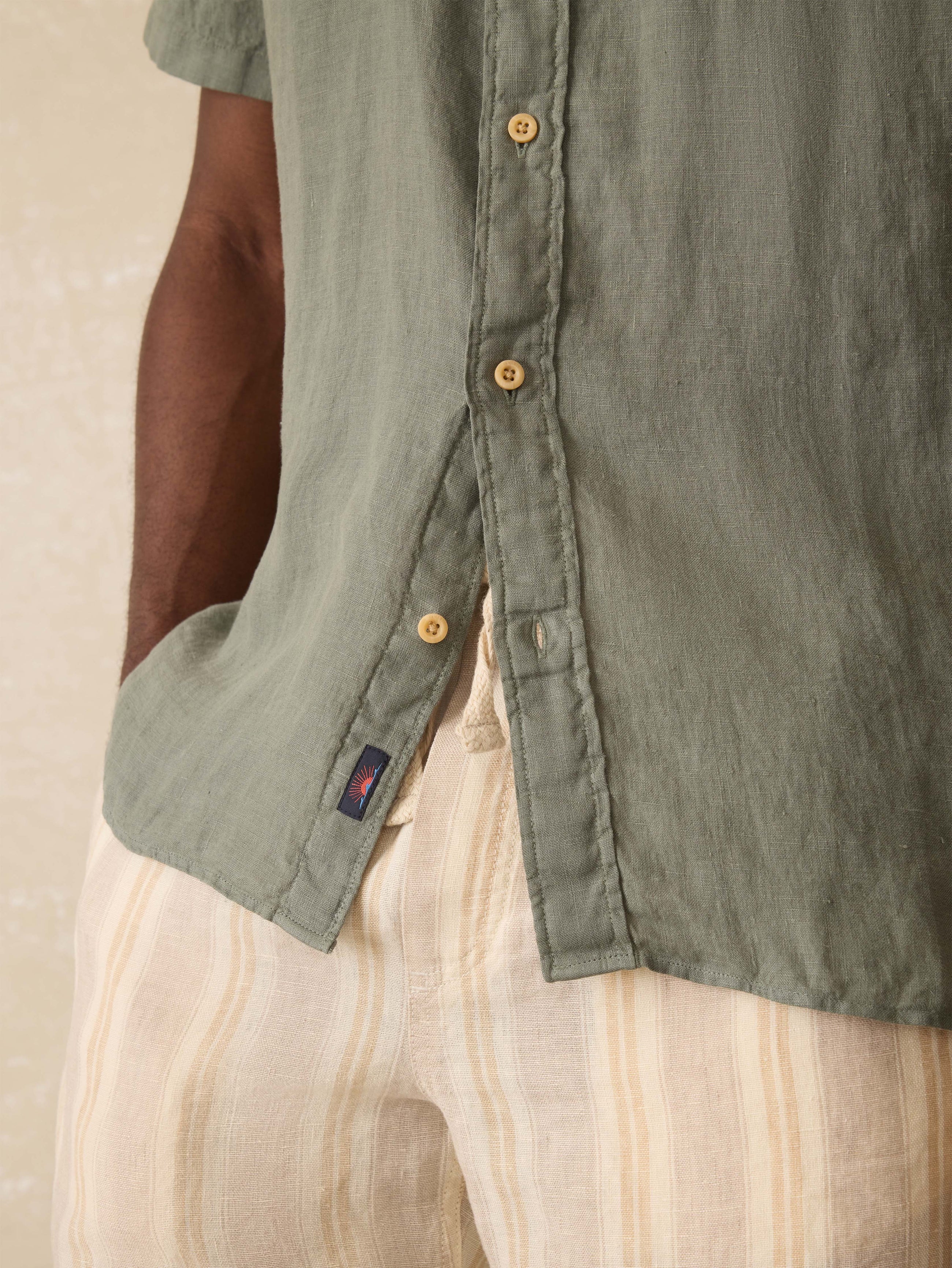 Short Sleeve Laguna Linen Shirt - Spruce