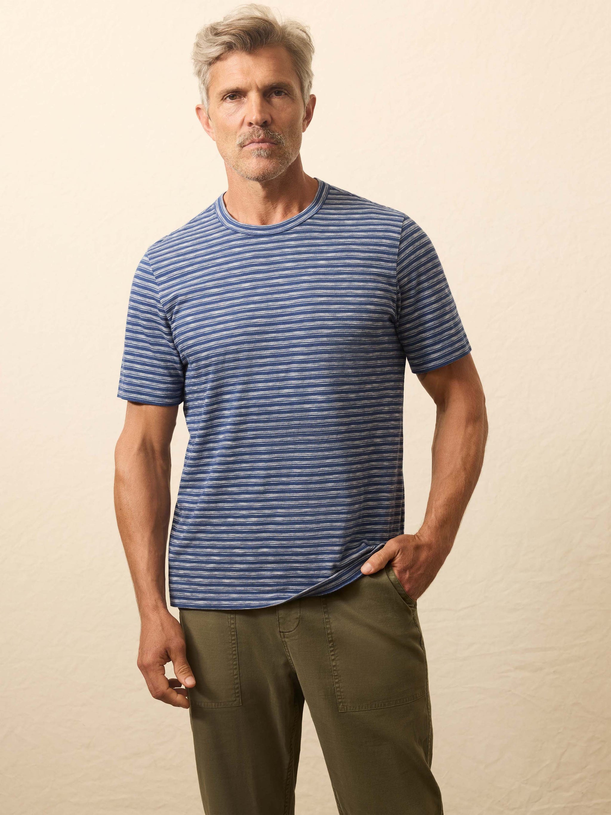Sunwashed Regenerative Tee - River Rapids Stripe
