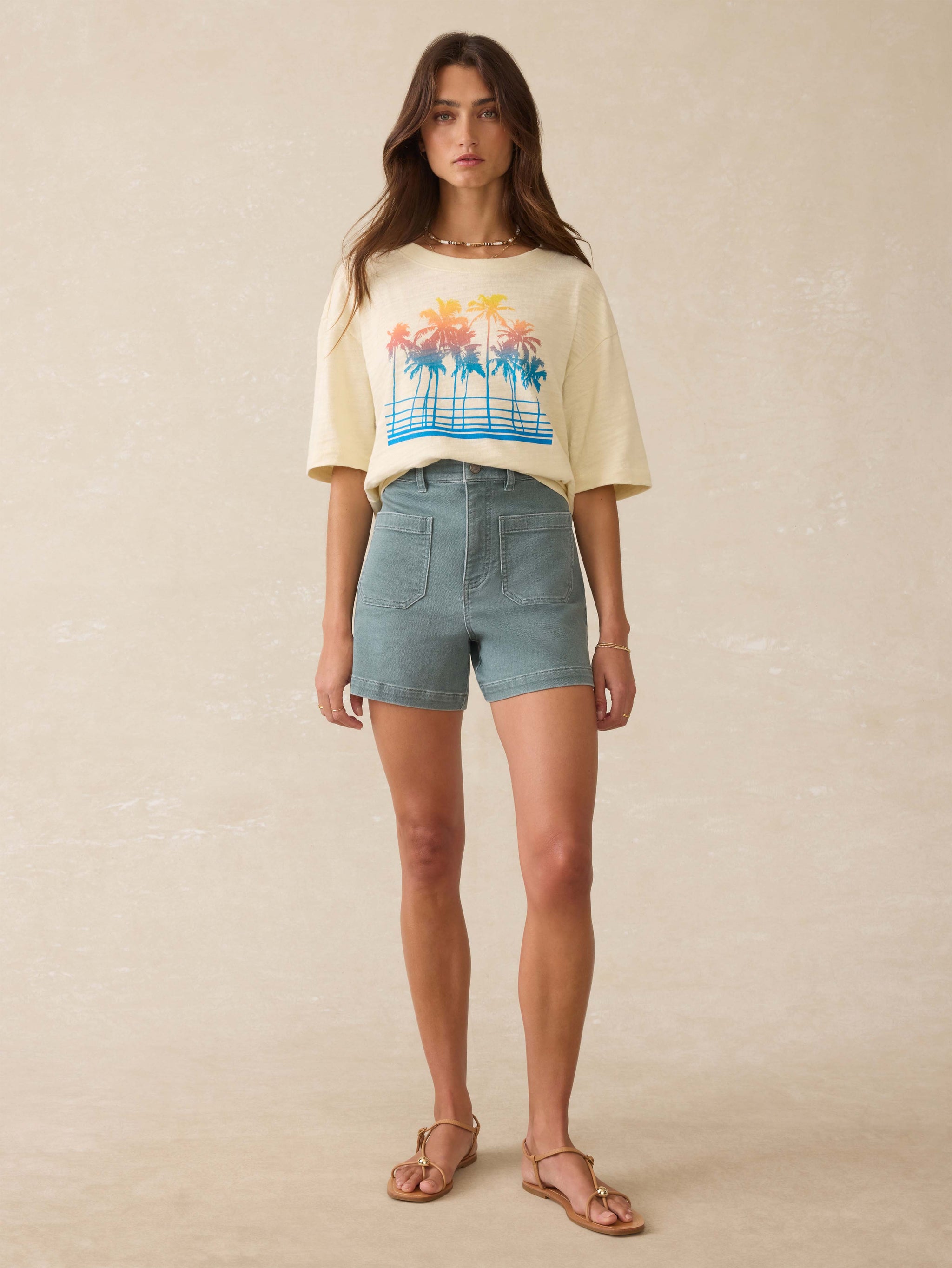 Stretch Terry Patch Pocket Short - Ocean Glass