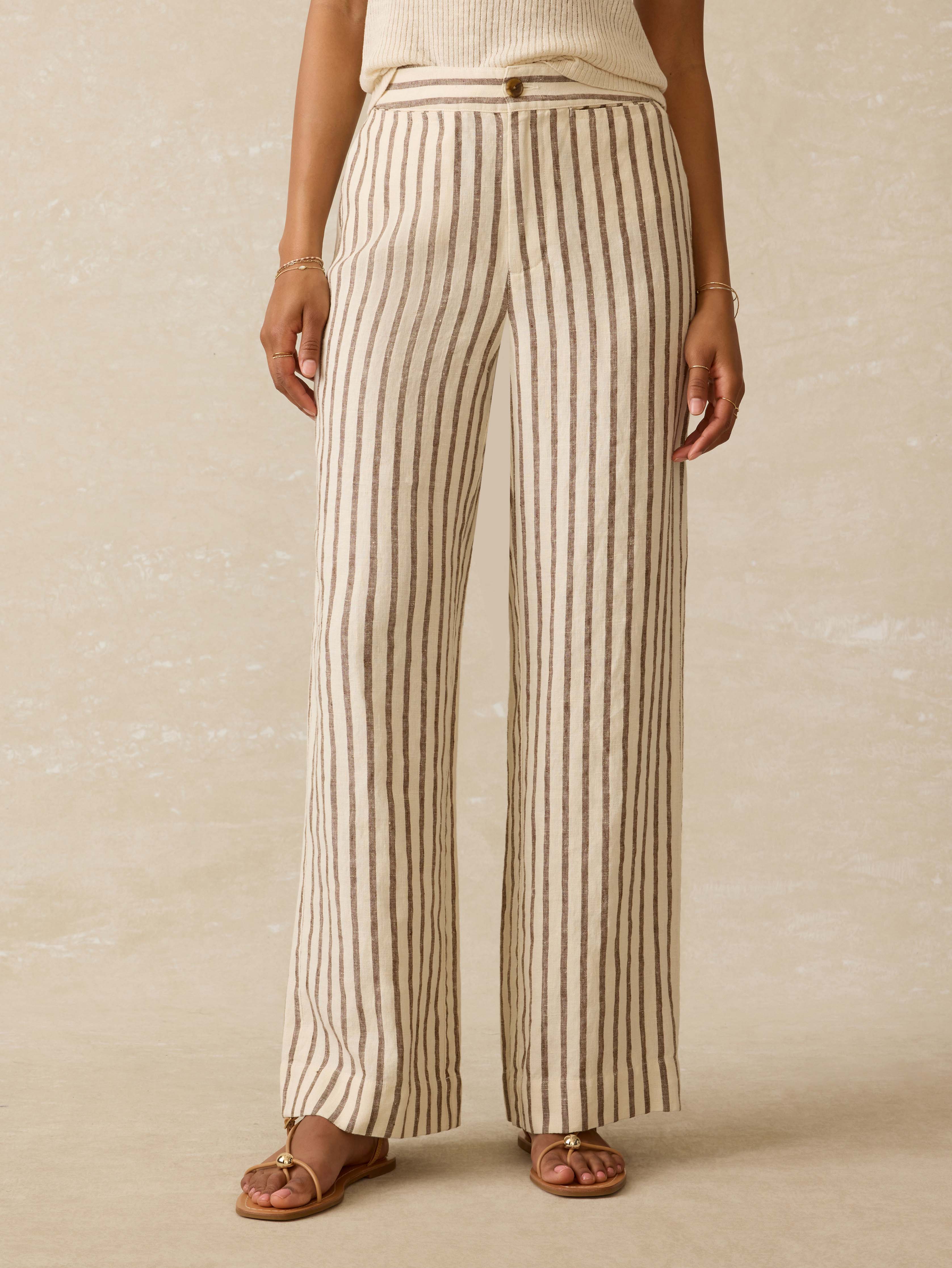 Sun Strider Linen Pant - Cocoa Grove Stripe