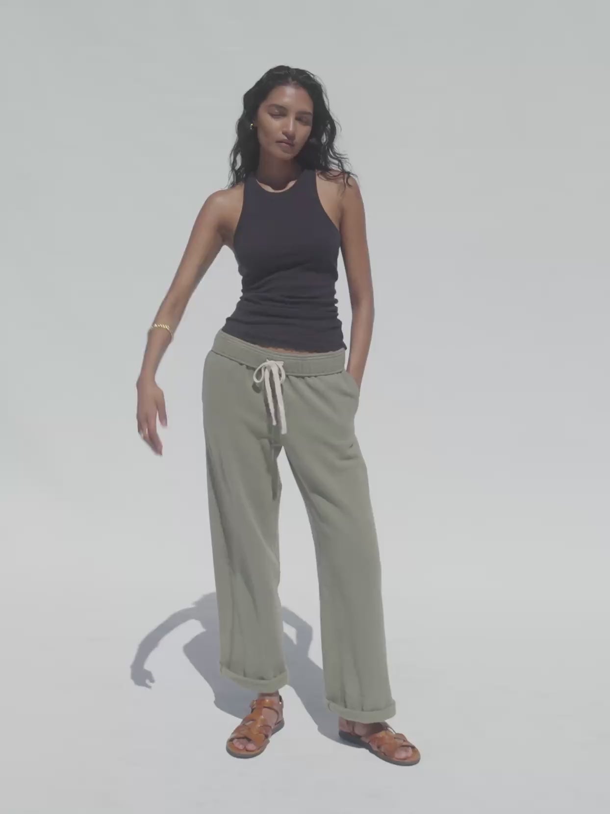 High Standard Fleece Wide Leg Sweatpant - Island Olive